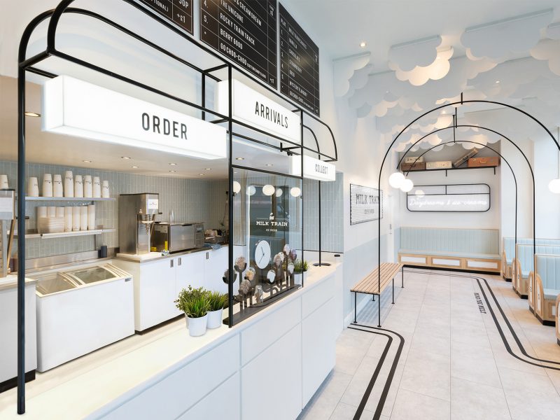 Milk Train, el diseño de una heladería londinense. Art déco e ...